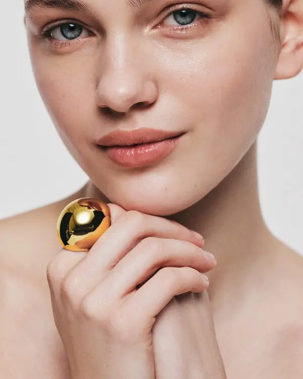GUZEMA 18k Gold Bold Orb Ring - Silver