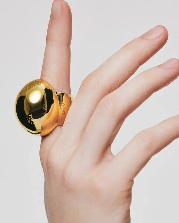 GUZEMA 18k Gold Bold Orb Ring - Silver