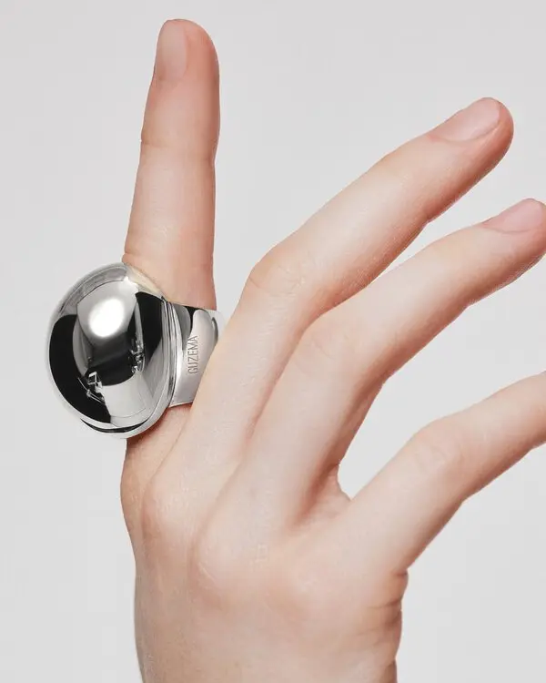 GUZEMA 18k Gold Bold Orb Ring - Silver