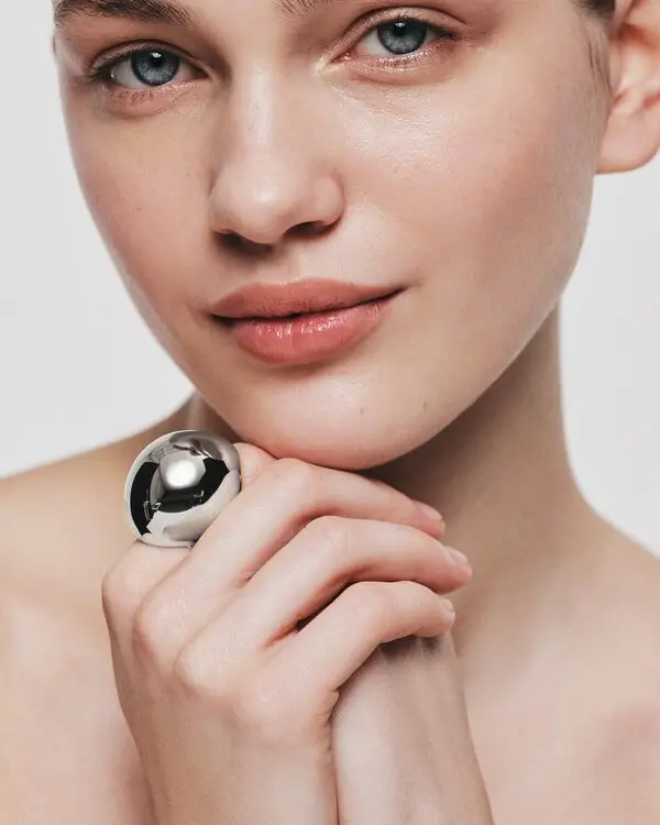 GUZEMA 18k Gold Bold Orb Ring - Silver