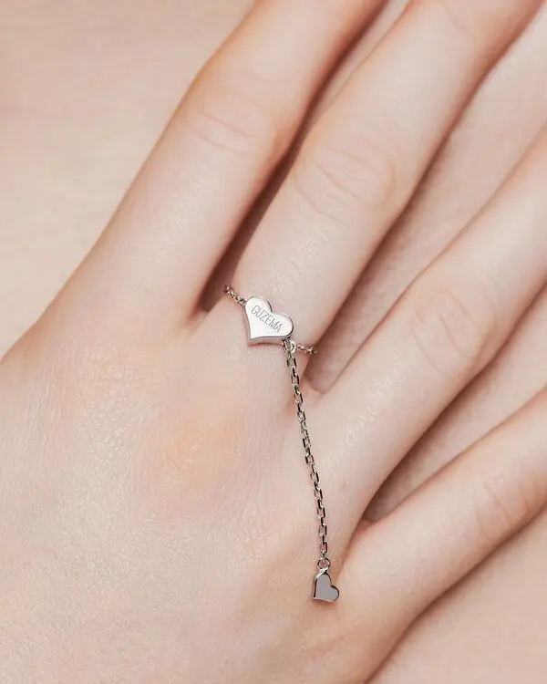 GUZEMA 18k Gold Heart Transformer Ring - White Gold