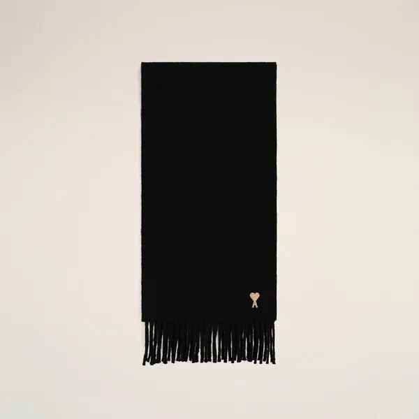 AMI Paris Wool Scarf With De Coeur Patch
