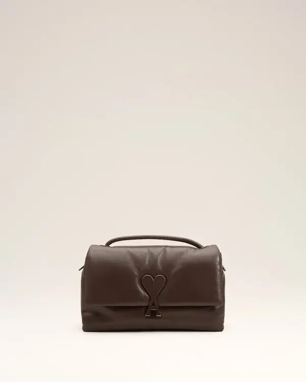 AMI Paris Brown Cowhide Leather Voulez-vous Bag Brown - Dark Coffee