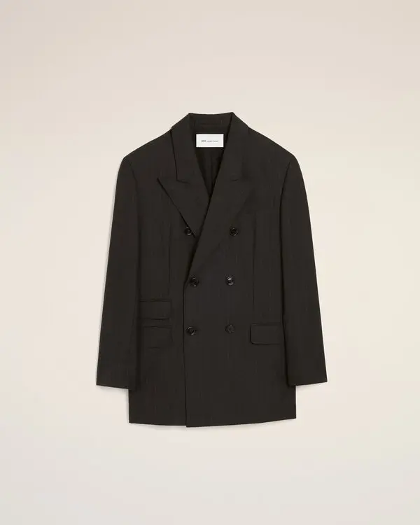 AMI Paris Double Breasted Striped Wool Blazer