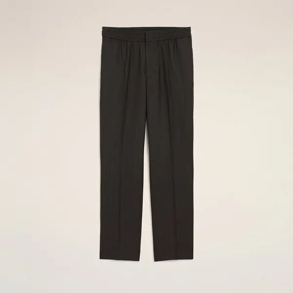 AMI Paris Grey Elasticated-waist Striped Wool Trousers Grey