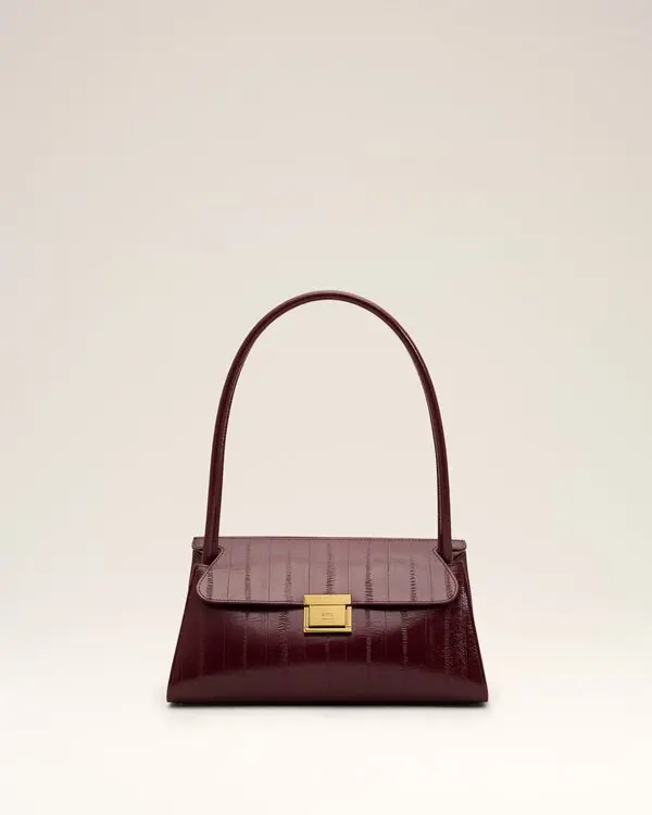AMI Paris Mimi Bag In Burgundy Leather - Dark Cherry