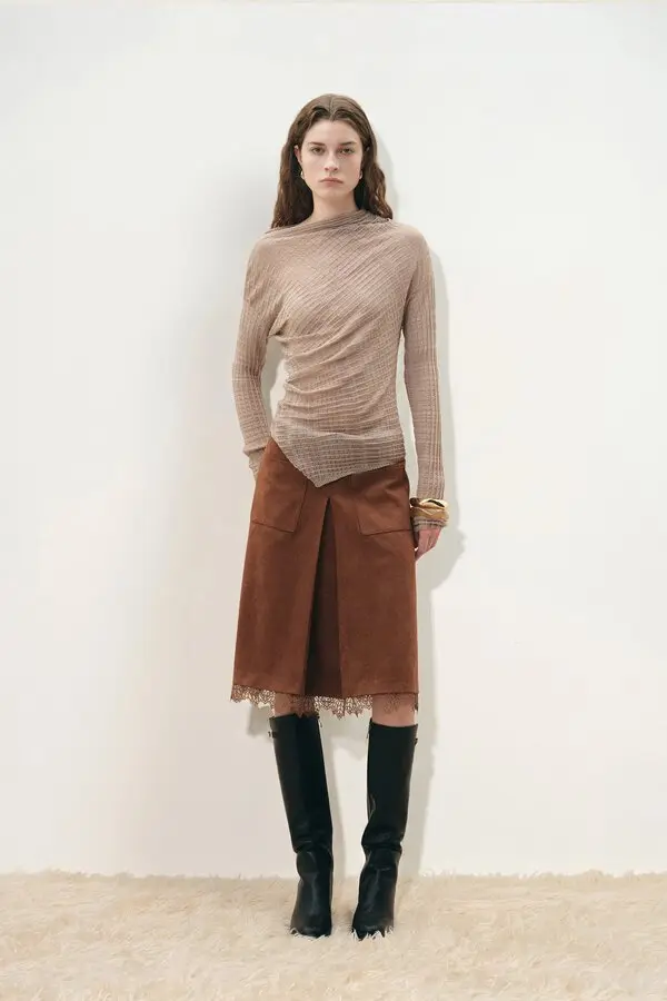 Fabrique Severine Runched Sheer Top - Grey