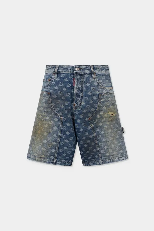 Dsquared2 Monogram Dirty Wash Carpenter Shorts