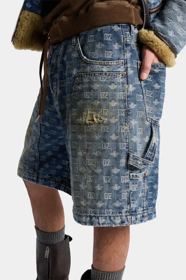 Dsquared2 Monogram Dirty Wash Carpenter Shorts