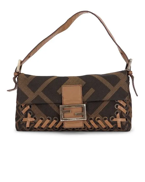 FWRD RENEW Fendi Zucca Whipstitch Baguette Shoulder Bag