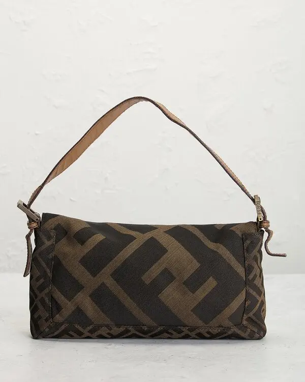 FWRD RENEW Fendi Zucca Whipstitch Baguette Shoulder Bag