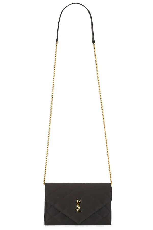 Saint Laurent Chain Wallet In Metallic Bronze - Nero