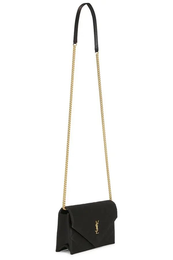 Saint Laurent Chain Wallet In Metallic Bronze - Nero