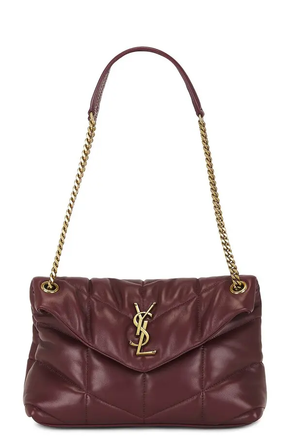 Saint Laurent Small Puffer Chain Bag - Rouge Cabernet
