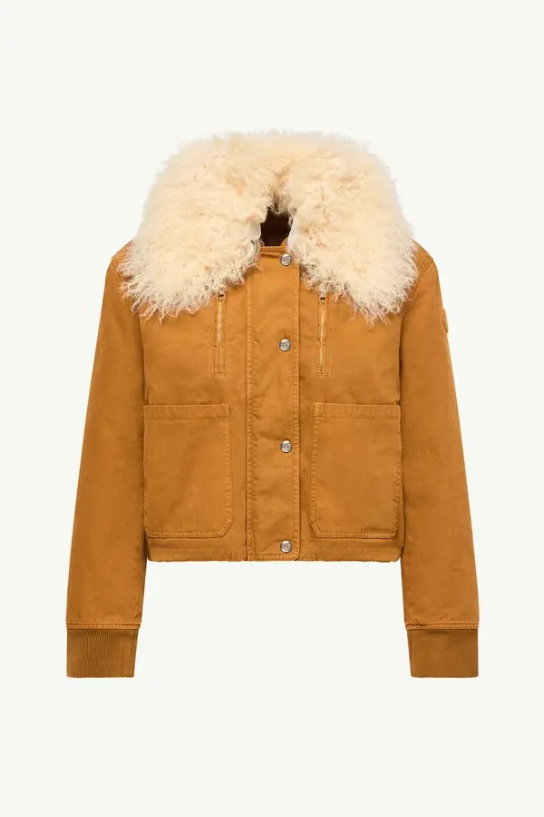 Moncler Gravio Shearling-trimmed Short Down Jacket - Yellow