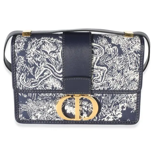 Dior Toile De Jouy Reverse Jacquard Canvas 30 Montaigne Flap Bag - Blue