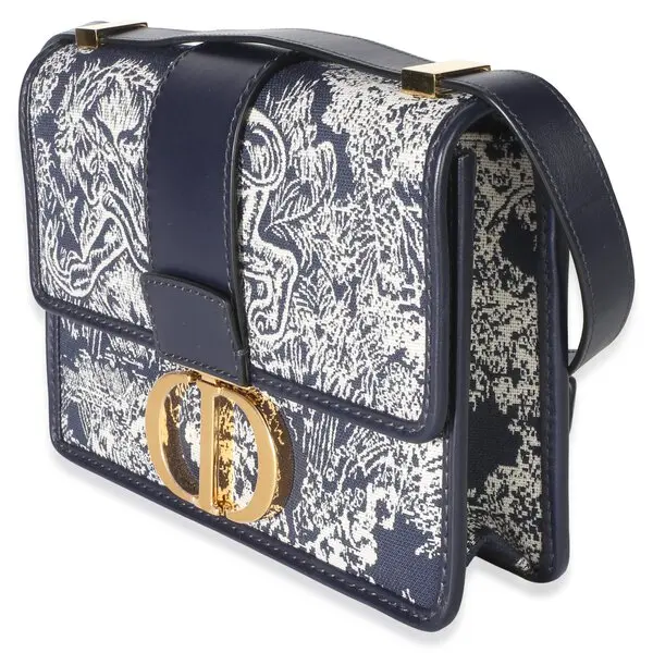 Dior Toile De Jouy Reverse Jacquard Canvas 30 Montaigne Flap Bag - Blue