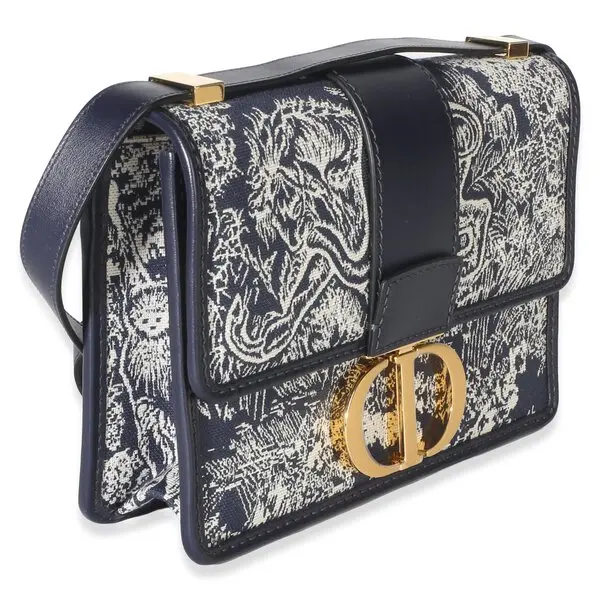 Dior Toile De Jouy Reverse Jacquard Canvas 30 Montaigne Flap Bag - Blue