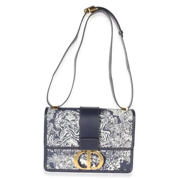 Dior Toile De Jouy Reverse Jacquard Canvas 30 Montaigne Flap Bag - Blue