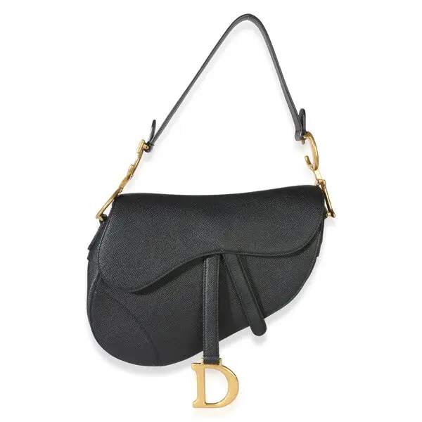 Dior Grained Calfskin Saddle Bag - Black
