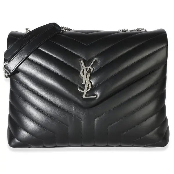 Saint Laurent Calfskin Y Quilted Loulou Chain Satchel - Black