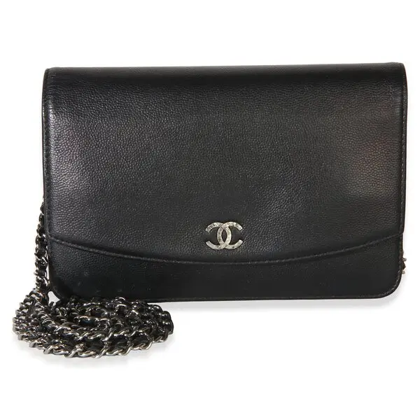 Chanel Caviar Sevruga Wallet On Chain - Black