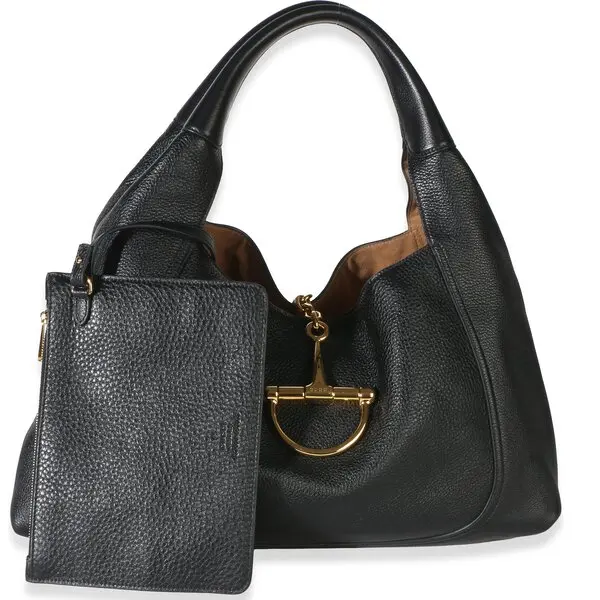 Gucci Grained Calfskin Softbit Maxi Shoulder Bag - Black