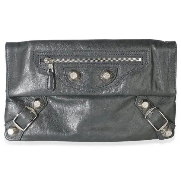 Balenciaga Lambskin Motocross Giant 21 Envelope Clutch - Black