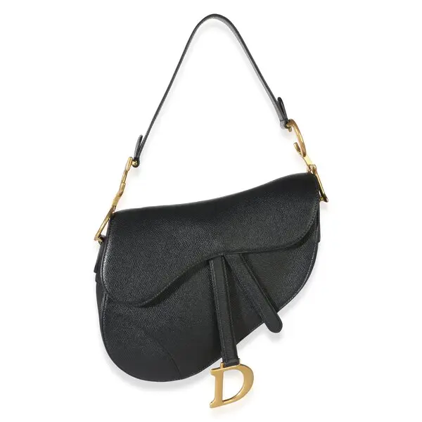 Dior Grained Calfskin Saddle Bag - Black