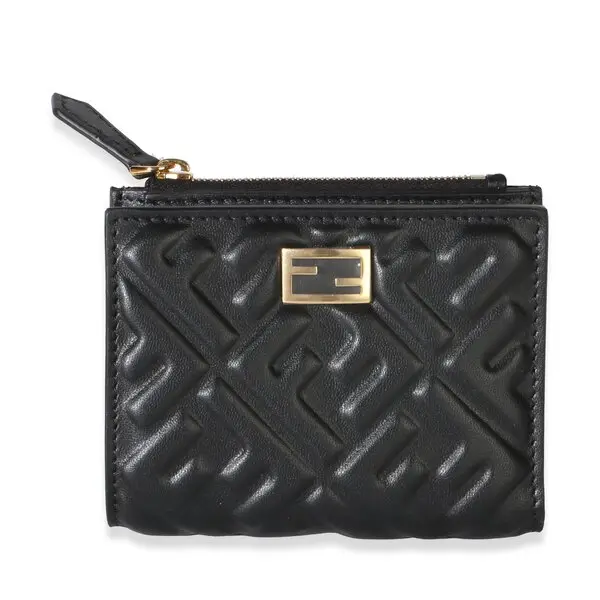 Fendi Nappa Zucca Compact Wallet - Black