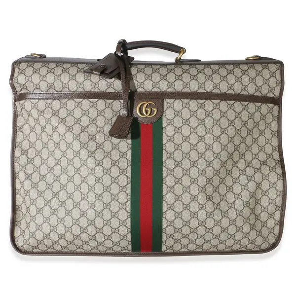 Gucci Beige Gg Supreme Canvas Textured Dollar Calfskin Web Ophidia Savoy Garment - Brown