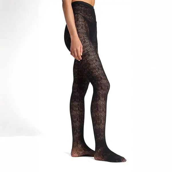 STEMS Emilia Lace Tattoo Tights - Black