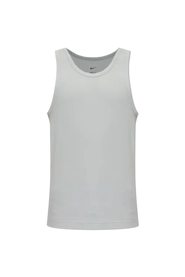 Nike Ribbed Top With Logo Patch - Grey