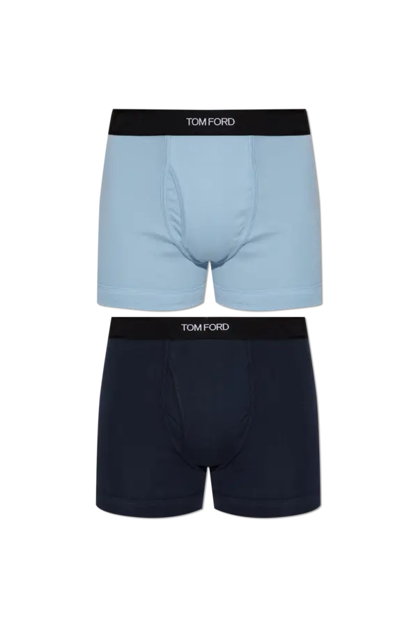 TOM FORD Two-pack Of Boxers With Logo - Blue