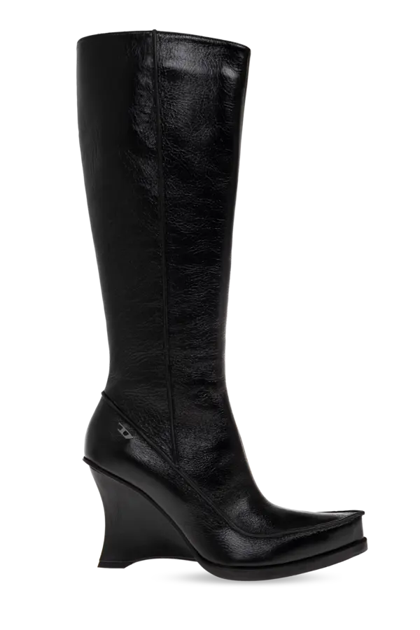 DIESEL® Wedge Heel Boots ‘d-lucette-90-kb - Black