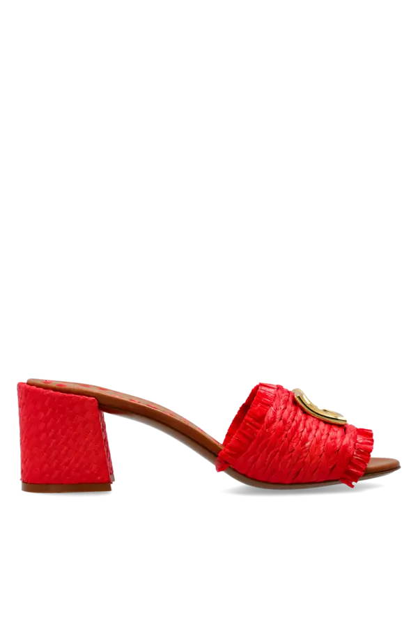 Dolce & Gabbana Heeled Mules With Logo - Red