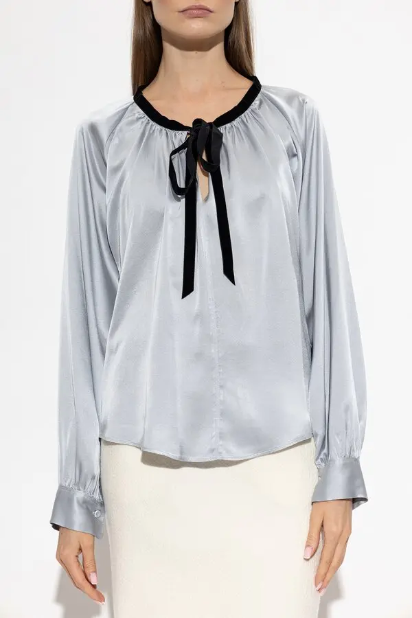 FORTE_FORTE Silk Top With Decorative Tie At The Neckline
