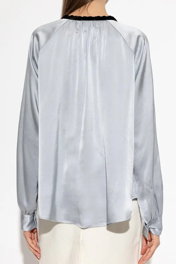 FORTE_FORTE Silk Top With Decorative Tie At The Neckline