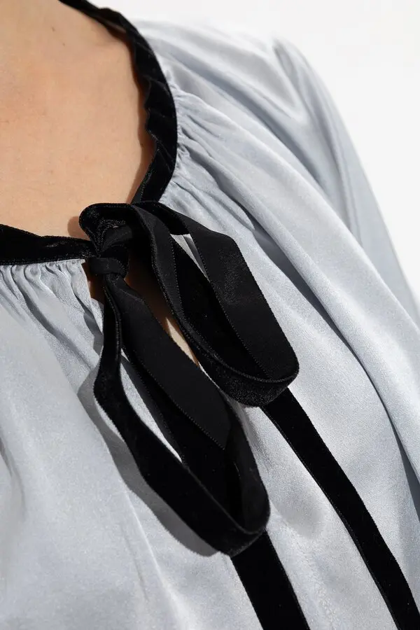 FORTE_FORTE Silk Top With Decorative Tie At The Neckline