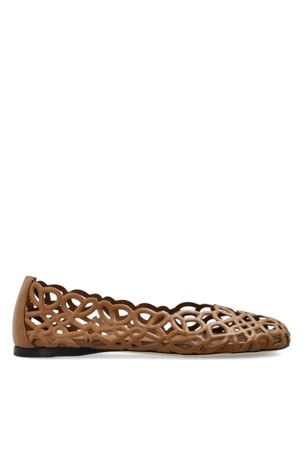 Loewe Petal Leather Ballet Flats - Brown