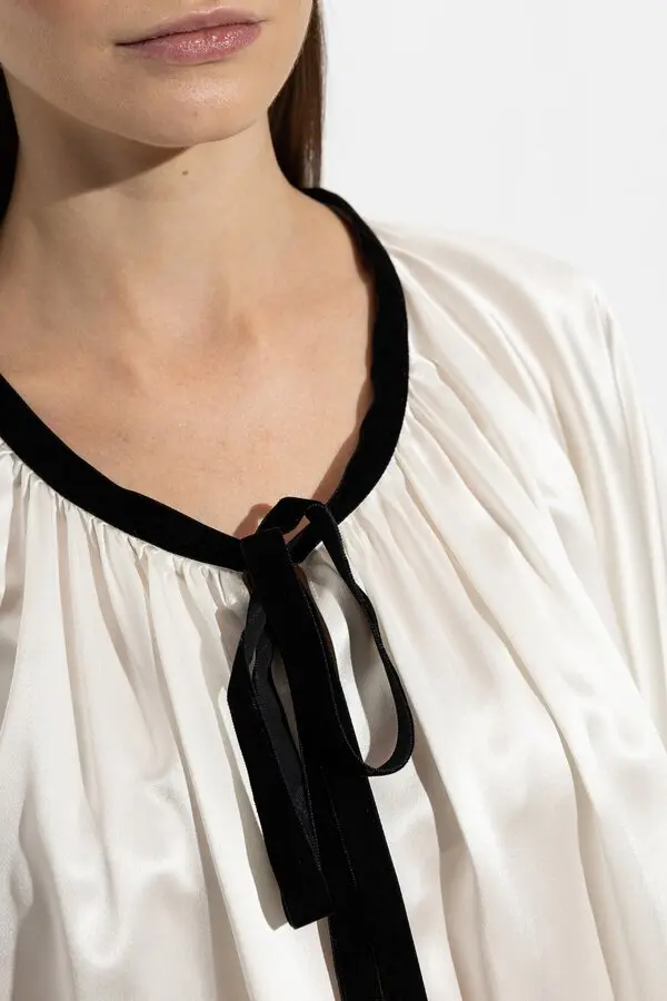 FORTE_FORTE Silk Top With Decorative Tie At The Neckline