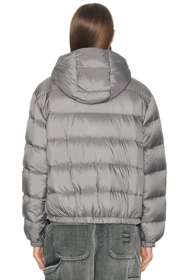 Miu Miu Ponge Light Piumino Jacket In Grey - Acciaio