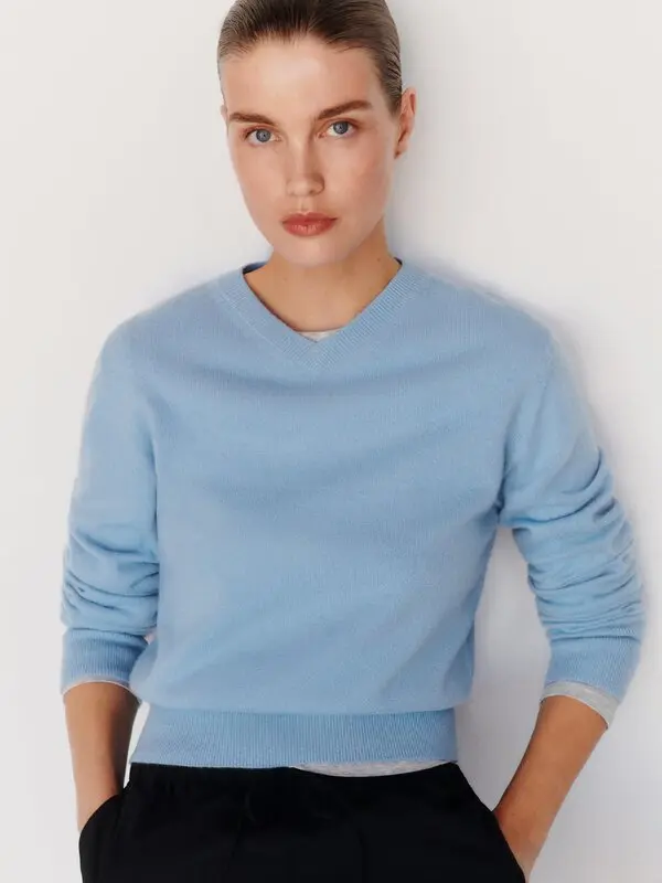 REFORMATION Landon Cashmere V-neck - Blue
