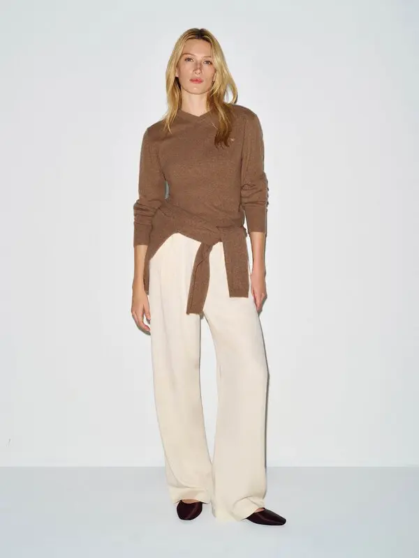REFORMATION Landon Cashmere V-neck Sweater - Brown