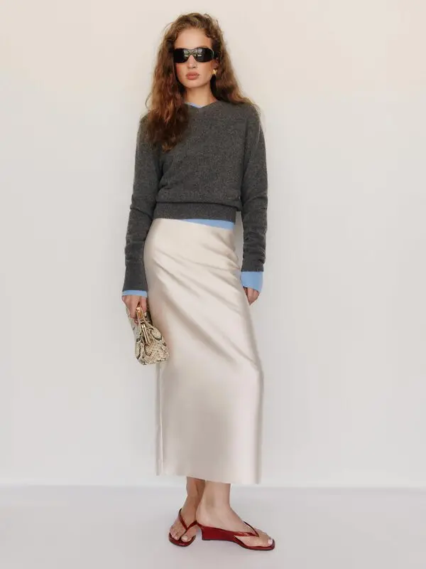 REFORMATION Landon Cashmere V-neck - Grey