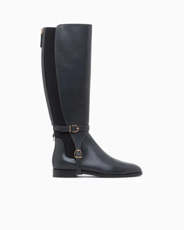 Giorgio Armani Boots In Leather With Rubber Details