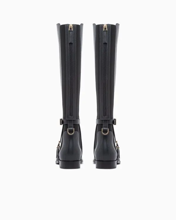 Giorgio Armani Boots In Leather With Rubber Details