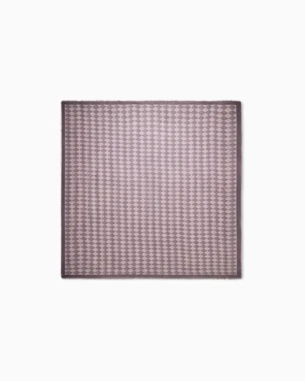 Giorgio Armani Foulard Printed In Wool Cashmere And Silk - Grey