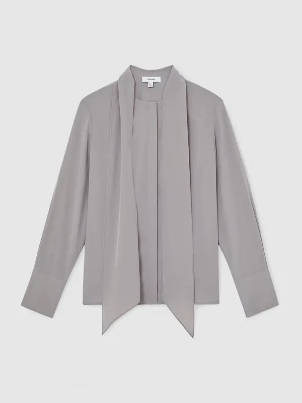 REISS Kathlyn Matte-silk Tie-neck Blouse