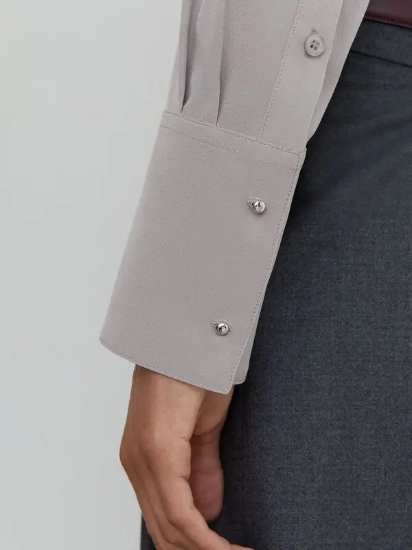 REISS Kathlyn Matte-silk Tie-neck Blouse
